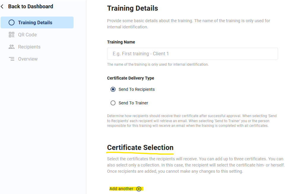 Certificate Selection