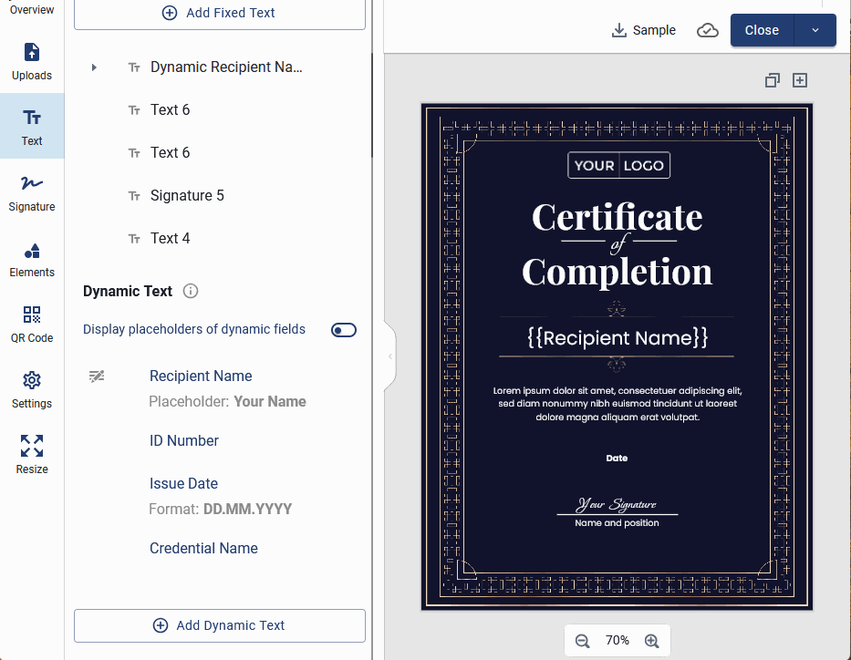 Dynamic Credential Names