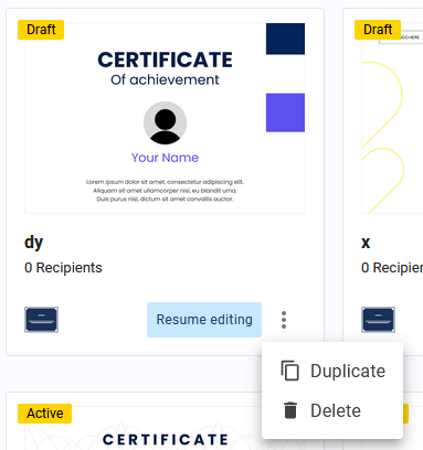 Duplicating Certificates & Badges
